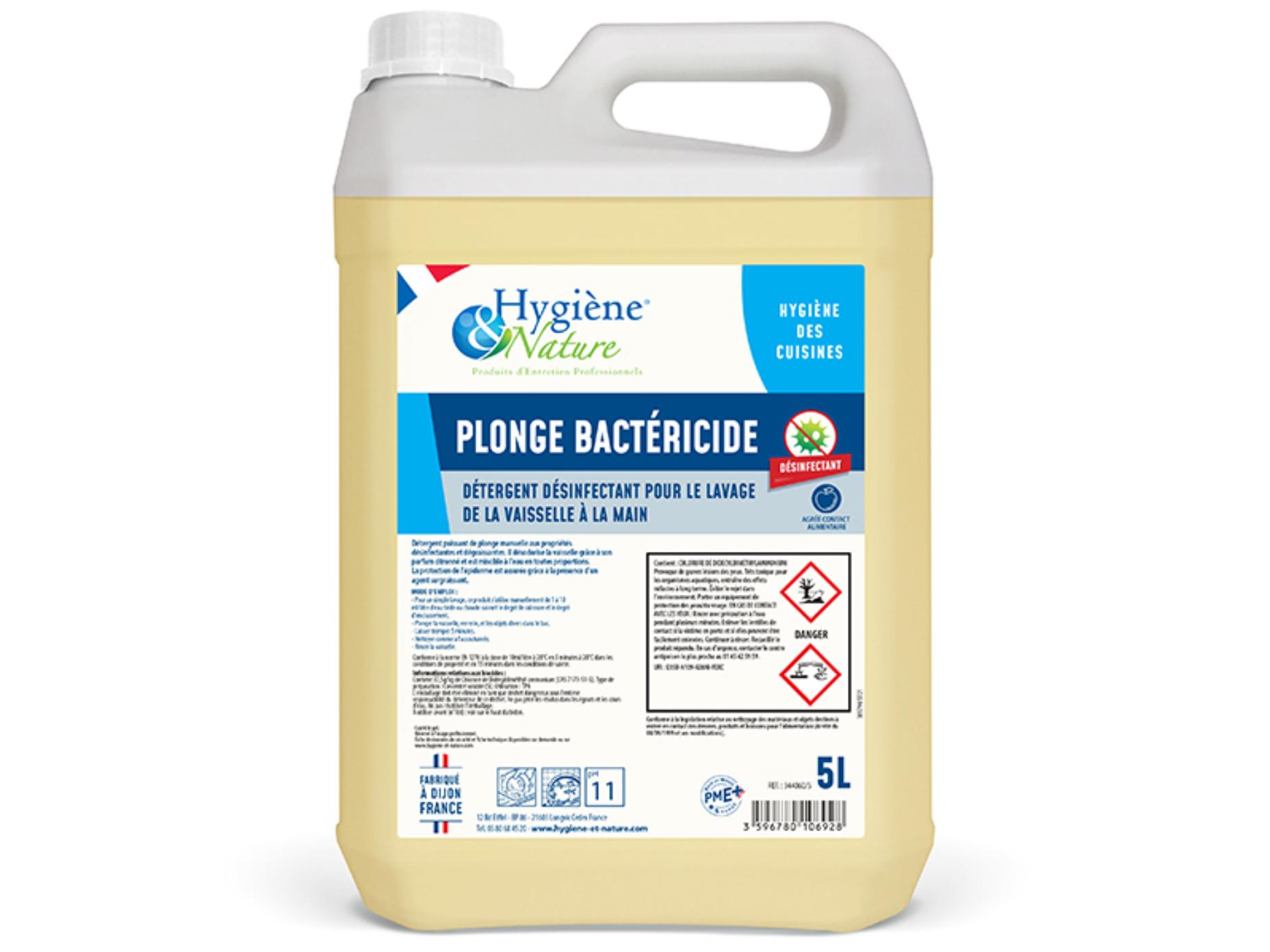 PLONGE BACTERICIDE - DETERGENT DESINFECTANT LAVAGE VAISSELLE MAIN - HYGIENE & NATURE - Rocher et ...
