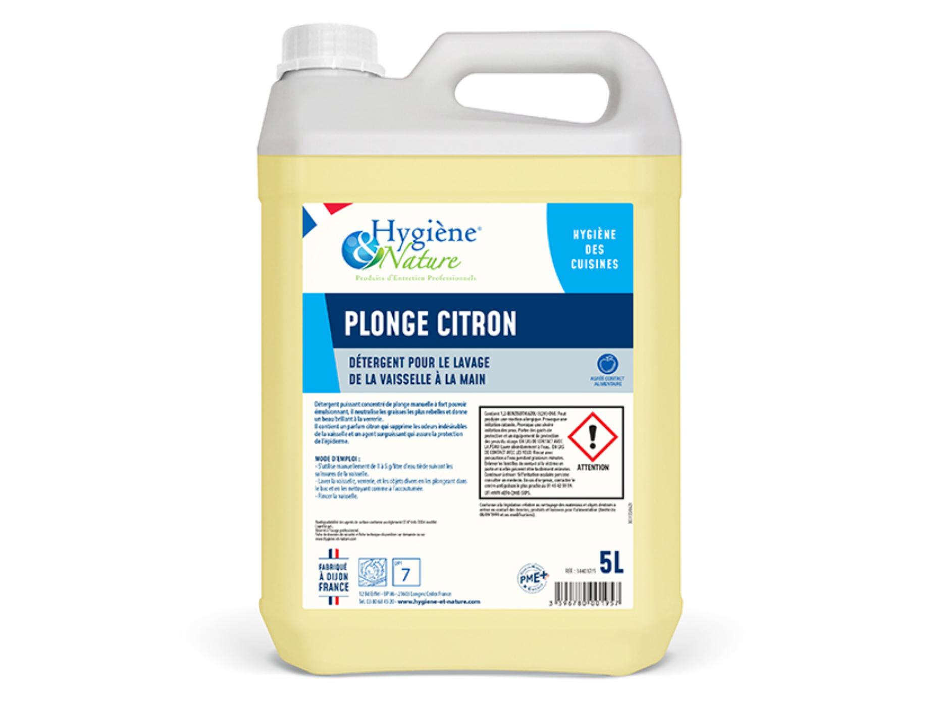 PLONGE CITRON - DETERGENT LAVAGE VAISSELLE MAIN - HYGIENE & NATURE - Rocher et Fils